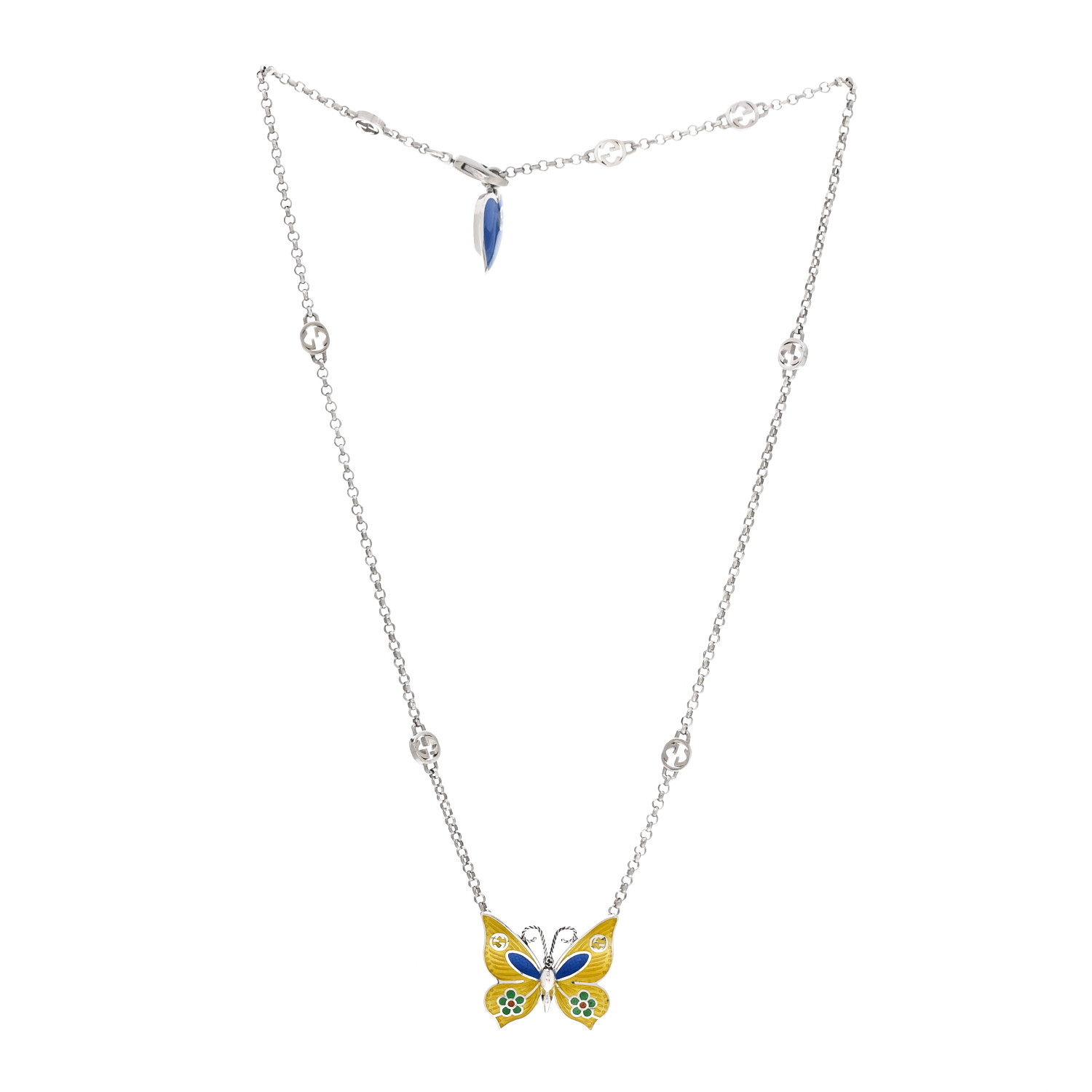 Gucci butterfly necklace silver store