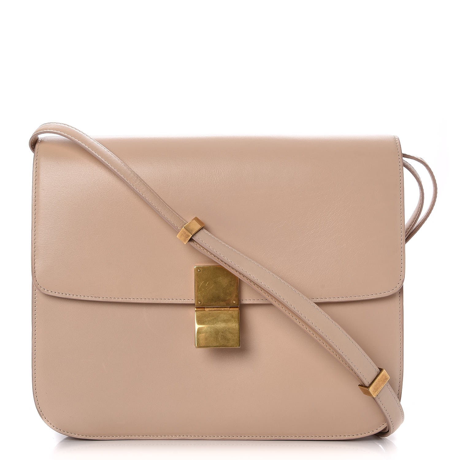 CELINE Box Calfskin Large Classic Box Flap Bag Powder 259760 FASHIONPHILE