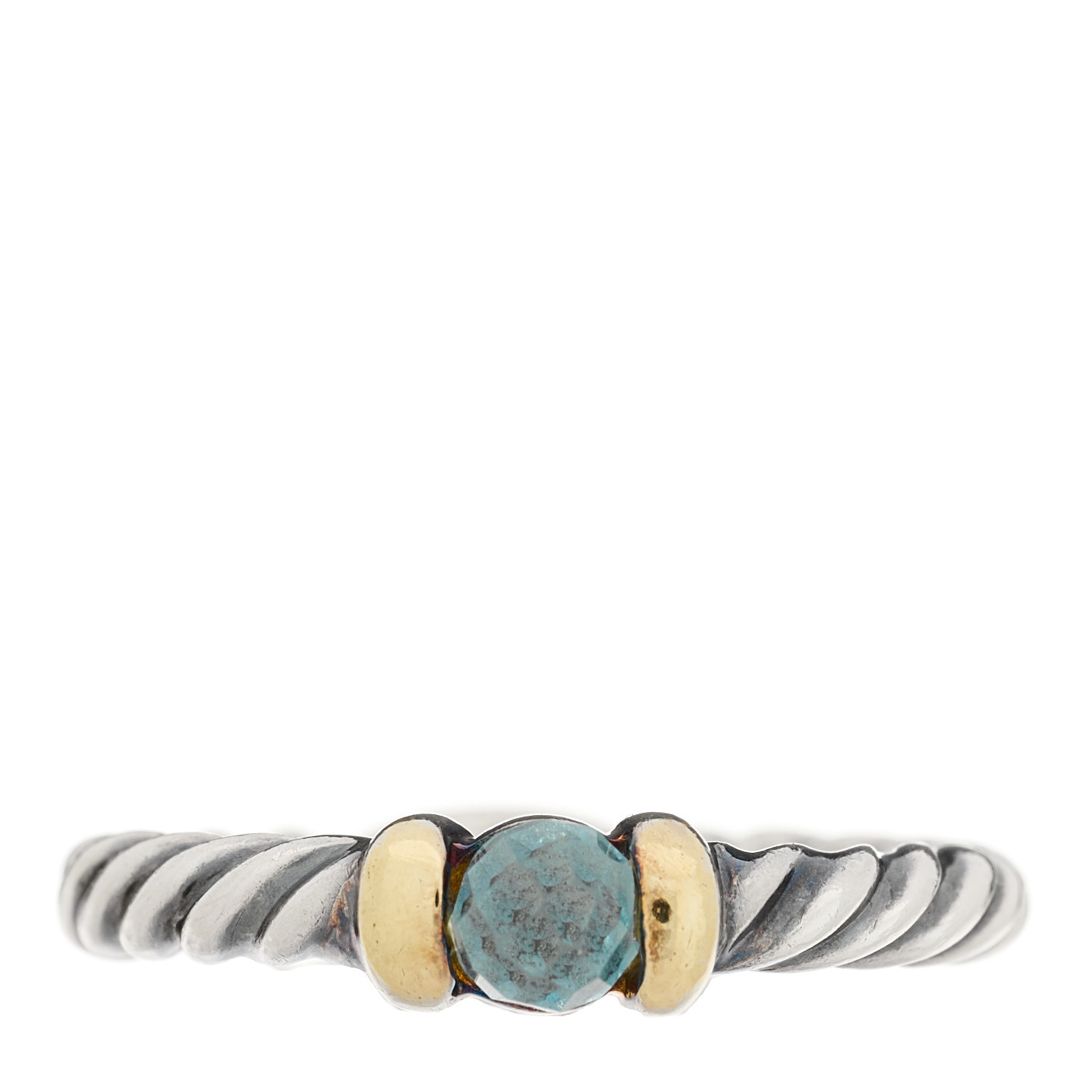 DAVID YURMAN Sterling Silver 14K Gold Blue Topaz Metro Cable Ring 51 5.75 1544515 FASHIONPHILE