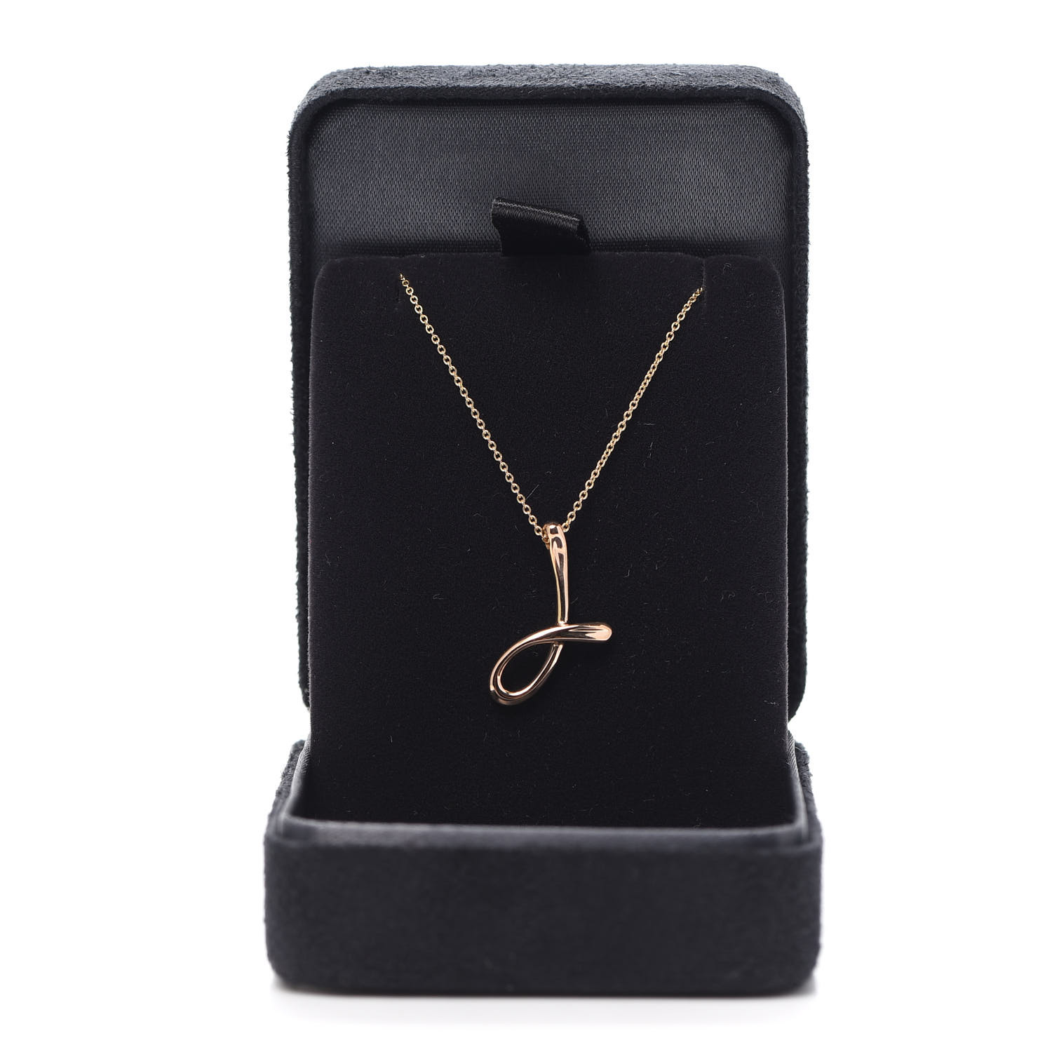 TIFFANY 18K Rose Gold Elsa Peretti Letter J Pendant Necklace 786003 FASHIONPHILE