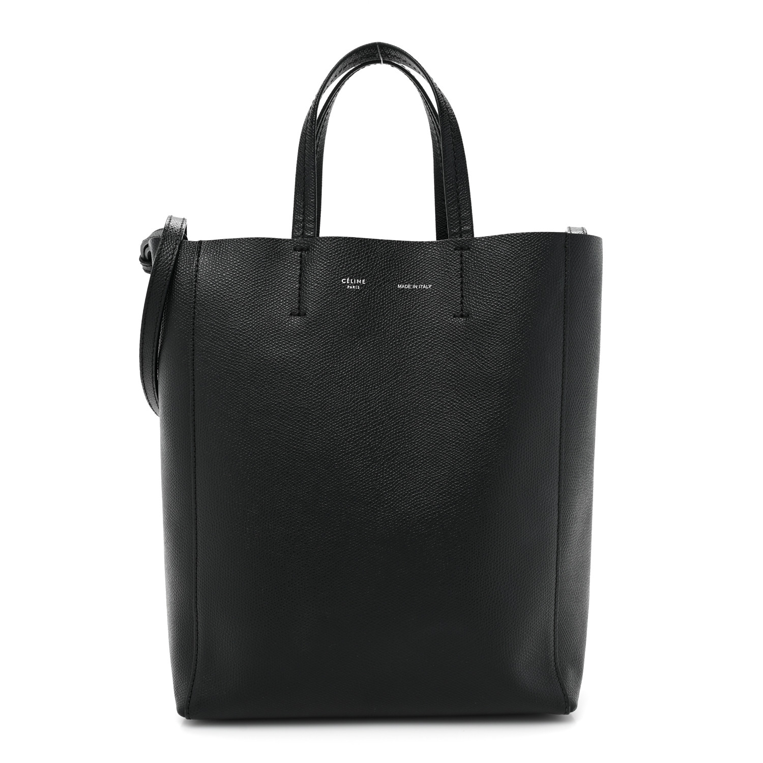 CELINE Grained Calfskin Small Vertical Cabas Black 1393965 FASHIONPHILE