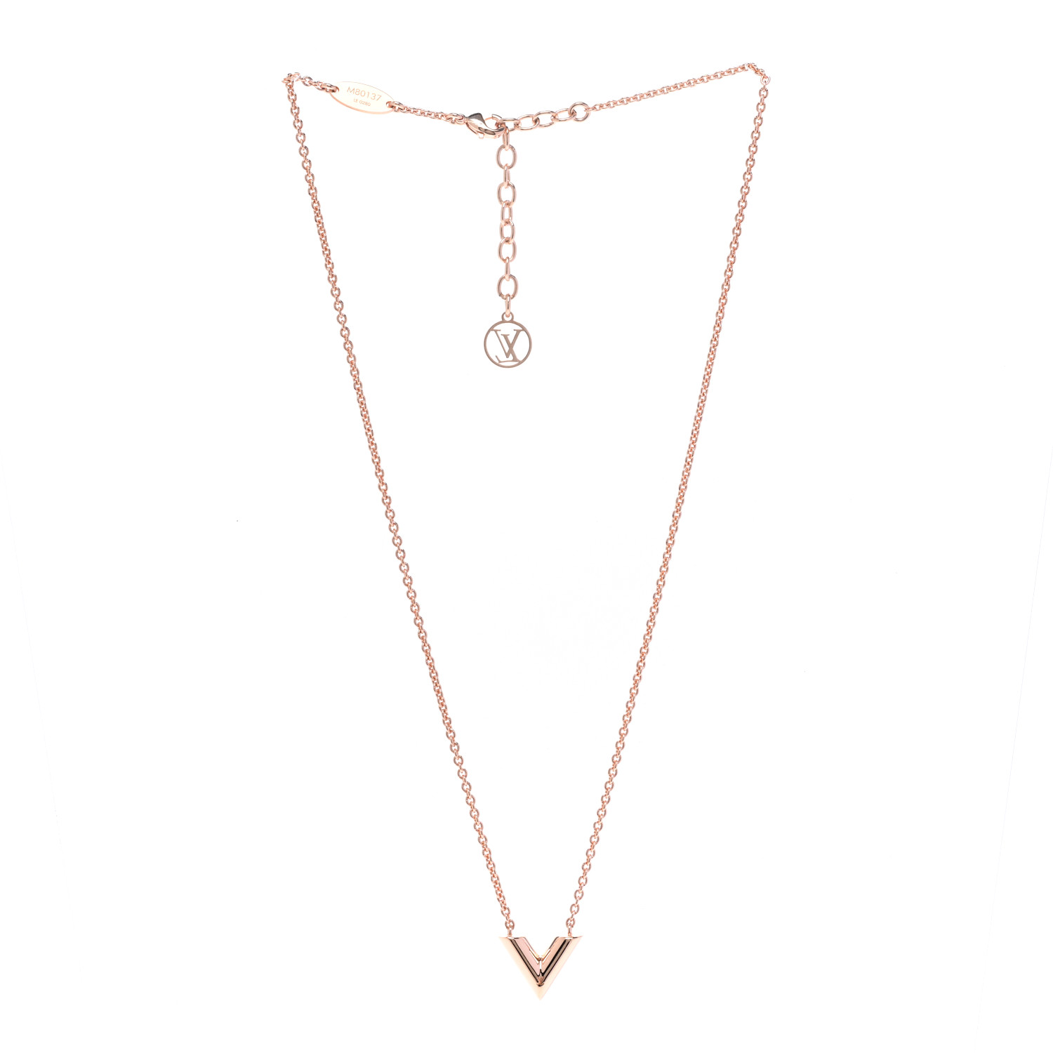LOUIS VUITTON Essential V Necklace Rose Gold 1342212 FASHIONPHILE