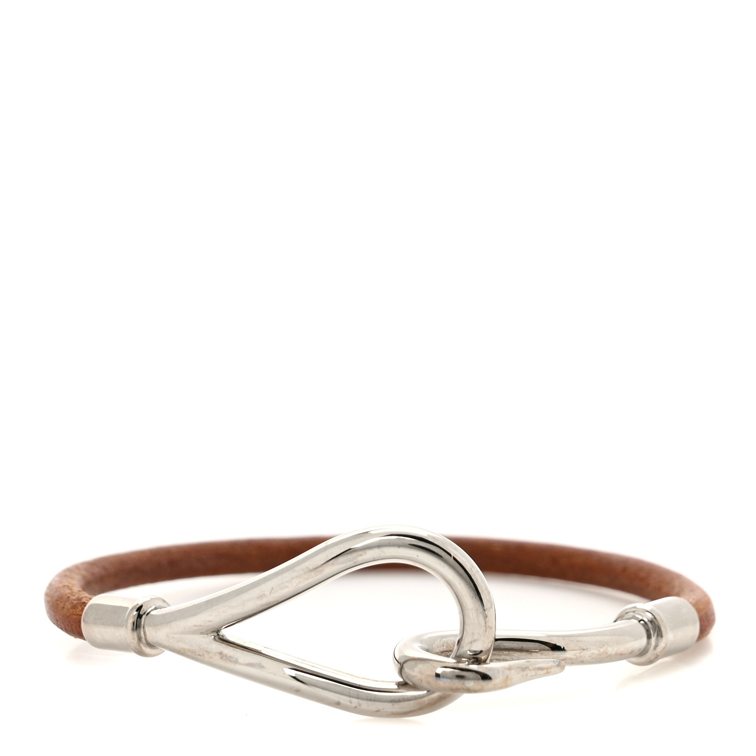 HERMES Natural Bridle Jumbo Hook Bracelet Bouton 1544851 FASHIONPHILE