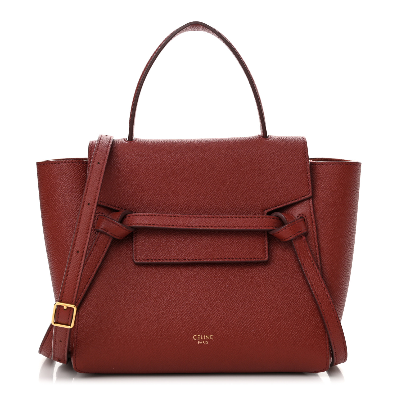 CELINE Grained Calfskin Nano Belt Bag Burgundy 1549914 FASHIONPHILE