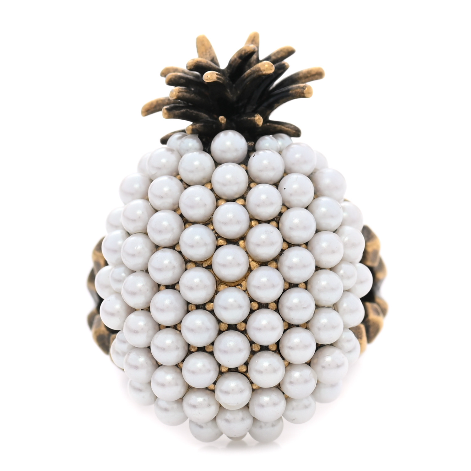 GUCCI Pearl Pineapple Ring L Cream 1120562 FASHIONPHILE