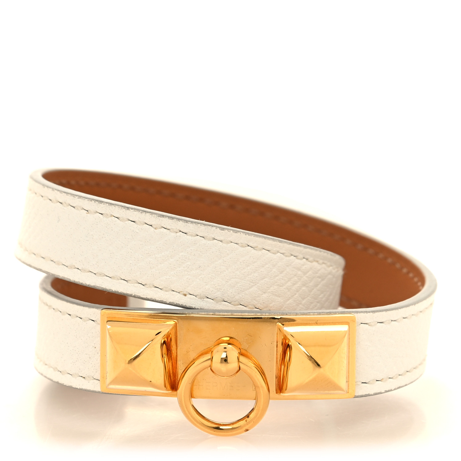 HERMES Epsom Rivale Double Tour Bracelet T2 White 1528713 FASHIONPHILE