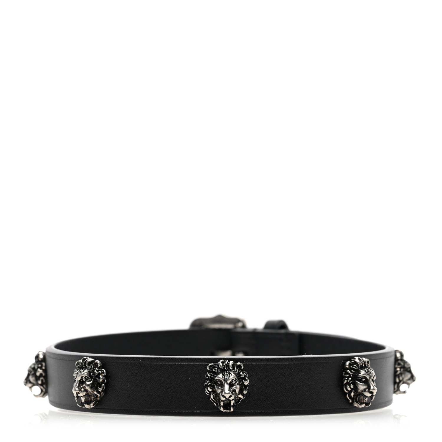 GUCCI Calfskin Lion Choker Black FASHIONPHILE