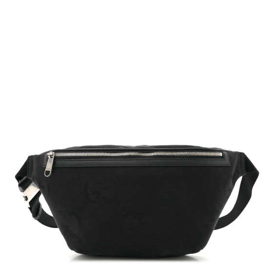 GUCCI Monogram Jumbo GG Textured Dollar Calfskin Web Belt Bag Black ...