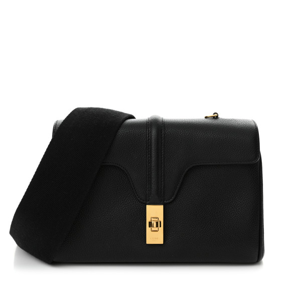 CELINE Grained Calfskin Teen Soft 16 Shoulder Bag Black 1521756 FASHIONPHILE