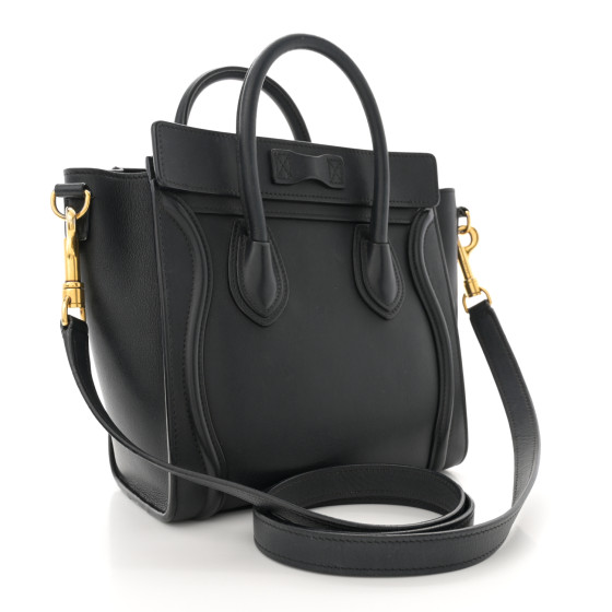 CELINE Smooth Calfskin Nano Luggage Black 1574642 FASHIONPHILE