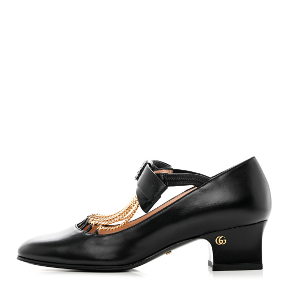GUCCI Nappa Crystal Bonny Bow Mary Jane Pumps 36 Black 1131568 ...