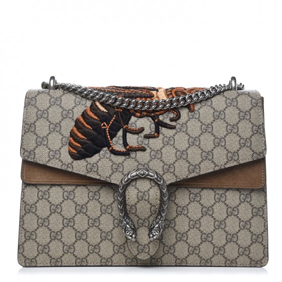 GUCCI GG Supreme Monogram Bee Embroidered Medium Dionysus Shoulder Bag ...