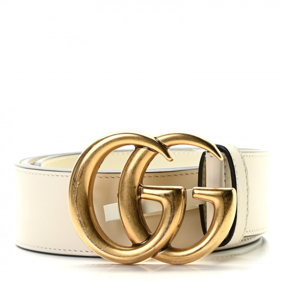 GUCCI Calfskin Double G 40mm Belt 85 34 Mystic White 860173 FASHIONPHILE