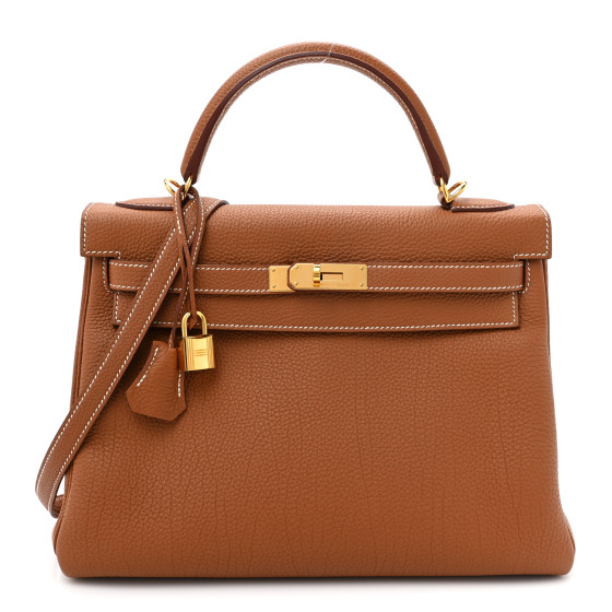 HERMES Togo Kelly Retourne 32 Gold 1681910 | FASHIONPHILE
