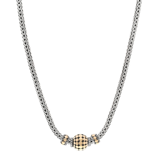 JOHN HARDY Sterling Silver 18K Yellow Gold Dot Classic Chain Necklace 1577458 FASHIONPHILE