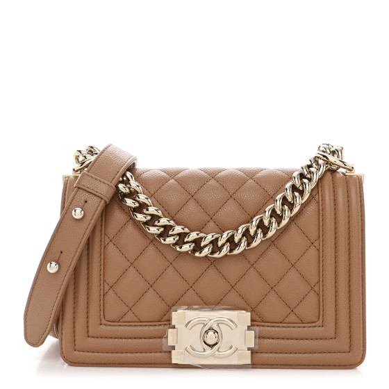 CHANEL Caviar Quilted Small Boy Flap Brown 1469301 | FASHIONPHILE