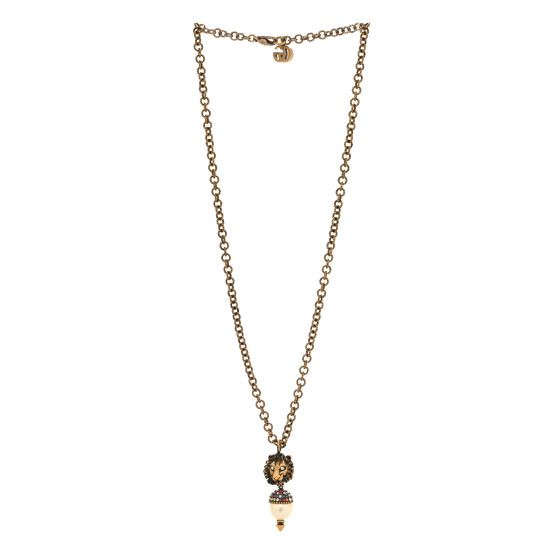 Gucci lion head necklace with crystal store