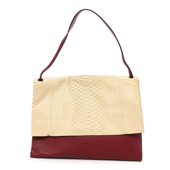 CELINE Python Calfskin All Soft Shoulder Bag Burgundy 1306843 ...