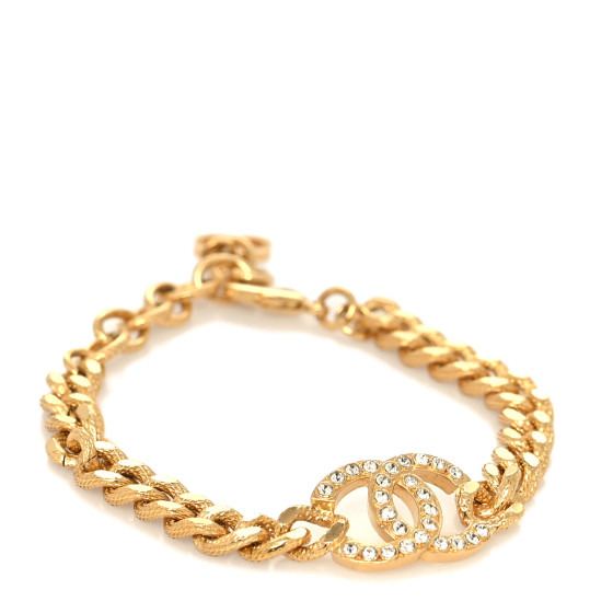 CHANEL Crystal CC Chain Link Bracelet Gold 1224901 | FASHIONPHILE