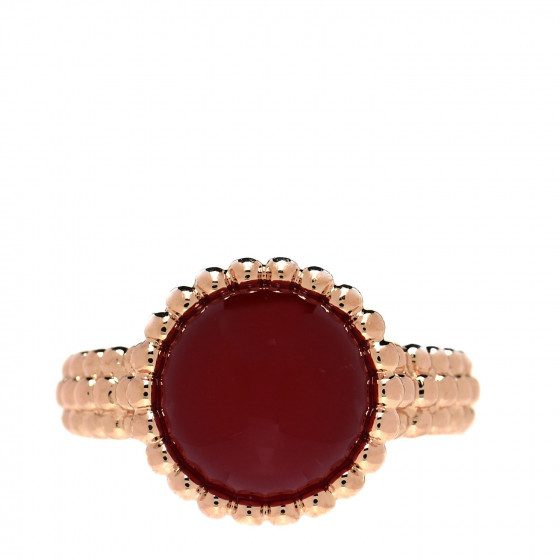 Van Cleef And Arpels 18k Rose Gold Carnelian Perlee Couleurs Ring 50 5 25