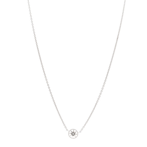 CHRISTIAN DIOR 18K White Gold Diamond Rose Des Vents Necklace FASHIONPHILE