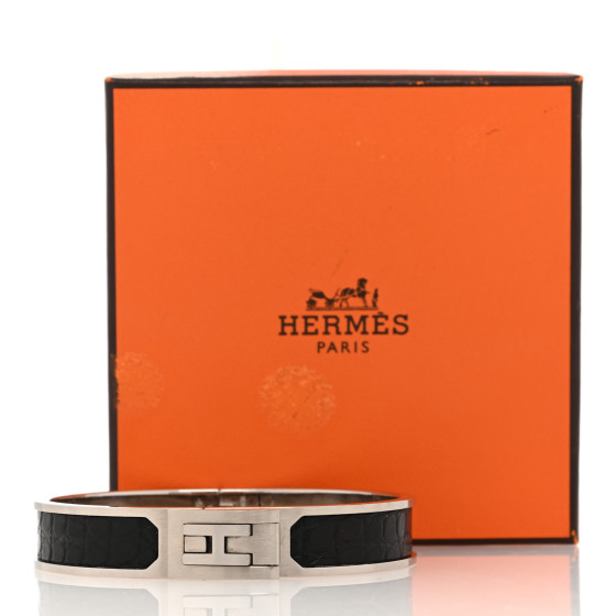 HERMES Matte Alligator Jet Bracelet GM Black FASHIONPHILE