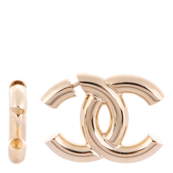 CHANEL Metal Large CC Earrings Light Gold 161332 FASHIONPHILE