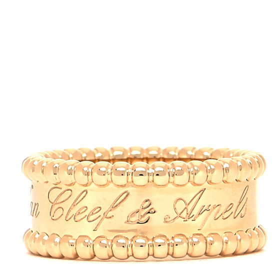 VAN CLEEF & ARPELS 18K Yellow Gold Perlee Signature Ring 50 5.25 916118 ...