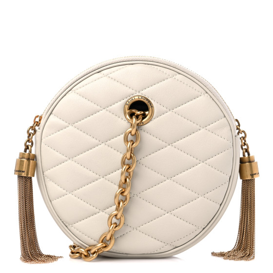 SAINT LAURENT Lambskin Quilted Round Le Maillon Round Tassel Chain ...