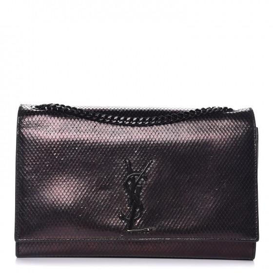 SAINT LAURENT Calfskin Snakeskin Effect Medium Classic Monogram Kate ...