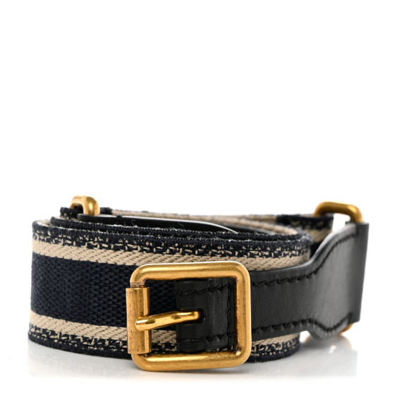 CHRISTIAN DIOR Canvas Embroidered Book Belt 80 32 Black Beige 1273739 ...