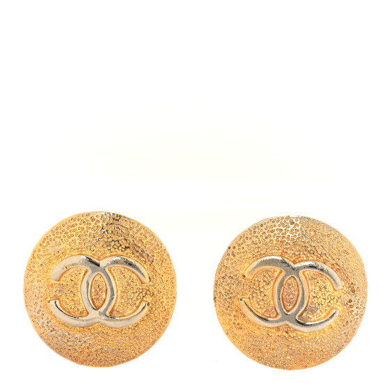 CHANEL Metal CC Round Clip On Earrings Silver Gold 1571083 FASHIONPHILE