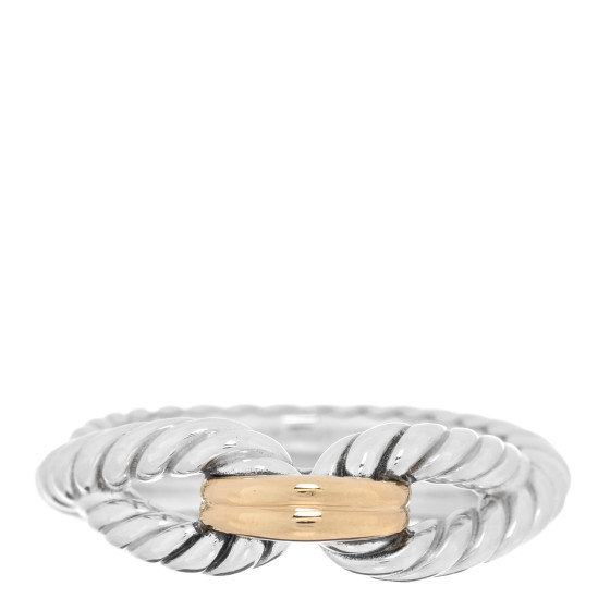 DAVID YURMAN Sterling Silver 18K Yellow Gold Cable Loop Ring 50 5.5 FASHIONPHILE