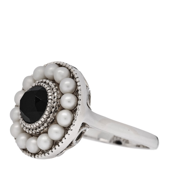 TIFFANY Sterling Silver Black Onyx Freshwater Pearl Ziegfeld Ring 57 8 1567887 FASHIONPHILE