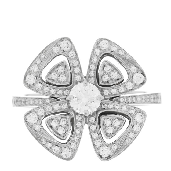 BULGARI 18K White Gold Diamond Fiorever Ring 56 7.5 FASHIONPHILE