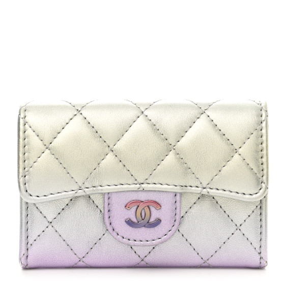 CHANEL Gradient Metallic Calfskin Quilted Flap Card Holder Wallet ...