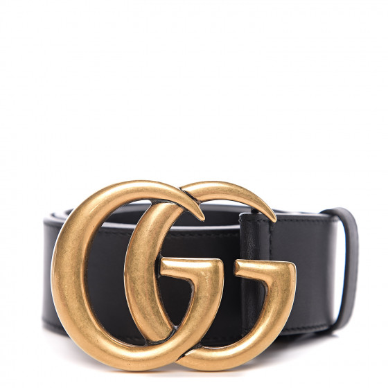 GUCCI Calfskin Double G 40mm Belt 85 34 Black 572601 FASHIONPHILE