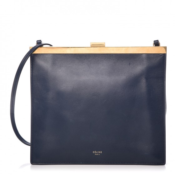 CELINE Smooth Calfskin Mini Clasp Bag Navy 340135 | FASHIONPHILE
