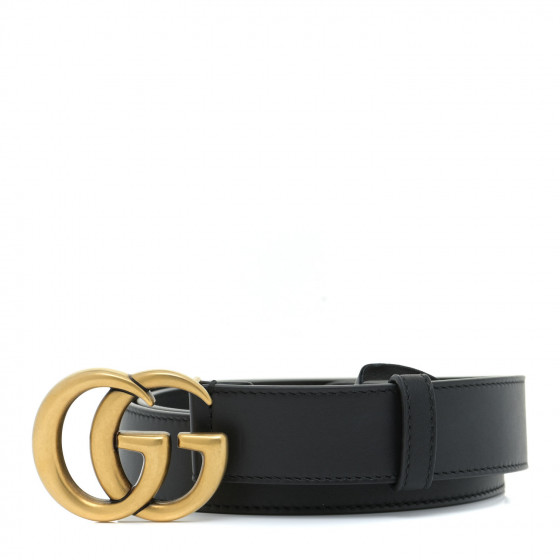 GUCCI Calfskin Double G 30mm Belt 85 34 Black 884369 FASHIONPHILE