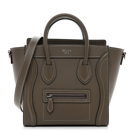 CELINE Drummed Calfskin Nano Luggage Souris 1562638 FASHIONPHILE