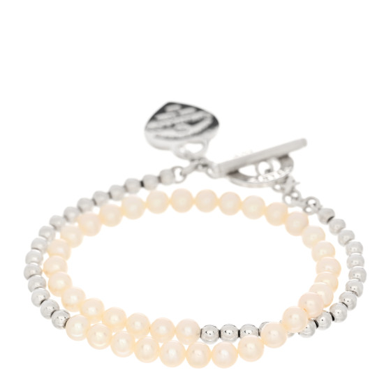 TIFFANY Sterling Silver Pearl Diamond Return to Tiffany Wrap Bead Bracelet FASHIONPHILE