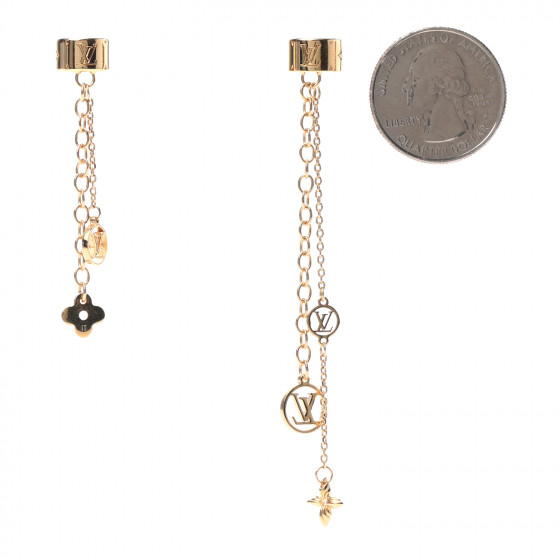 LOUIS VUITTON Nanogram Earphone Earrings Gold 821991 FASHIONPHILE
