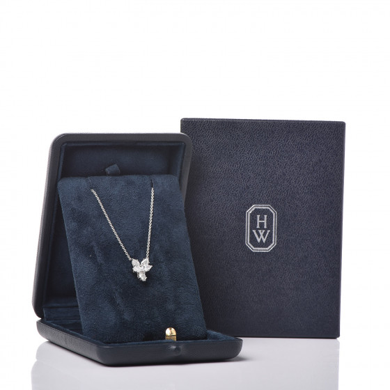 HARRY WINSTON Platinum Diamond Small Winston Cluster Pendant Necklace 403369 FASHIONPHILE