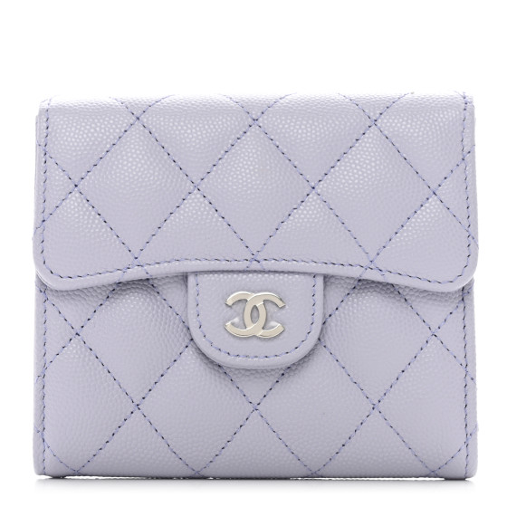 CHANEL Caviar Quilted Compact Flap Wallet Light Purple 1365162 ...