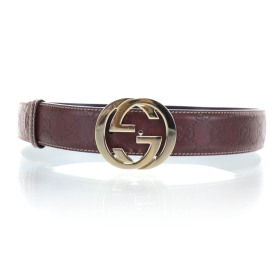 GUCCI Guccissima GG Belt 85 34 Dark Red 28491 FASHIONPHILE