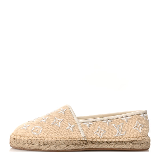 LOUIS VUITTON Cotton Monogram Embroidered Starboard Espadrille Flats 41 ...