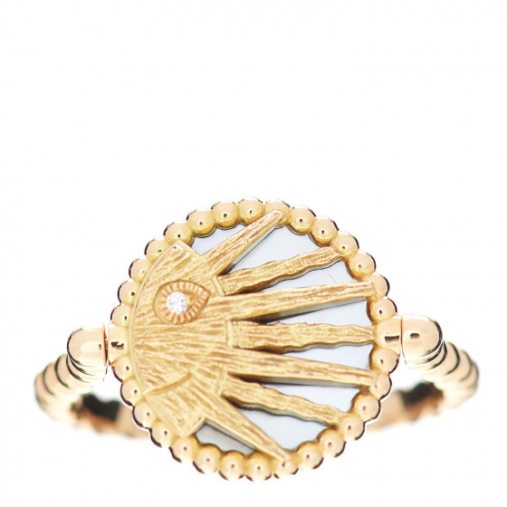 CHRISTIAN DIOR 18K Yellow White Gold Diamond Black Onyx Mother of Pearl Rose Celeste Ring 52 6 679691 FASHIONPHILE