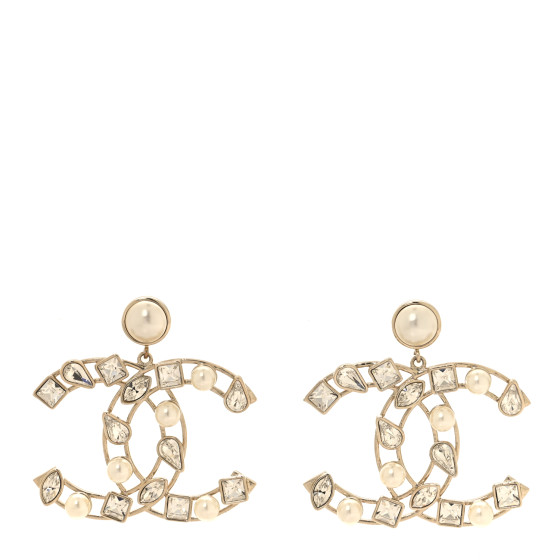 Chanel metal and glass pearl earrings store