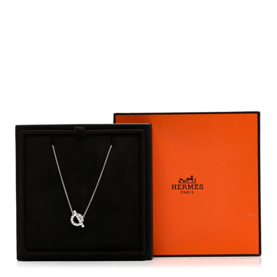 HERMES 18K White Gold Diamond Finesse Pendant Necklace 1541902 FASHIONPHILE