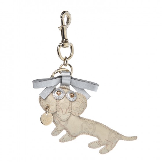 GUCCI Guccissima Dog Key Charm Off White 325832 | FASHIONPHILE